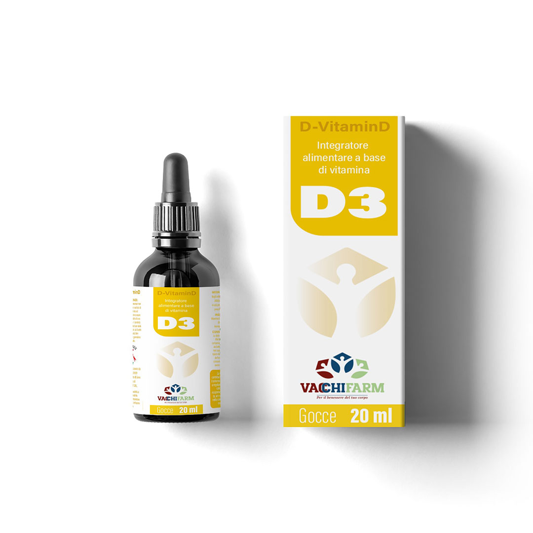 D-VitaminD. Integratore Vitamina D3 con 500 UI/goccia. Vacchifarm